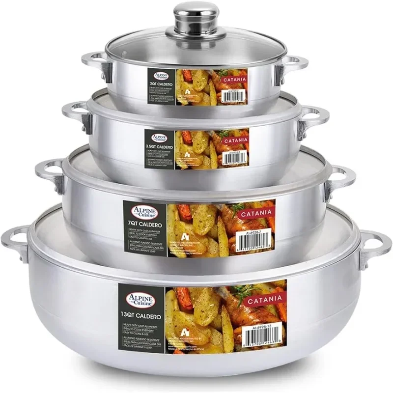 Ensemble de 8 pièces Marmite Caldero en aluminium avec couvercle en ...